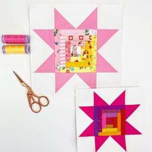 Log Cabin Star Quilt Block: Sawtooth Foundation Paper Piecing Pattern ...