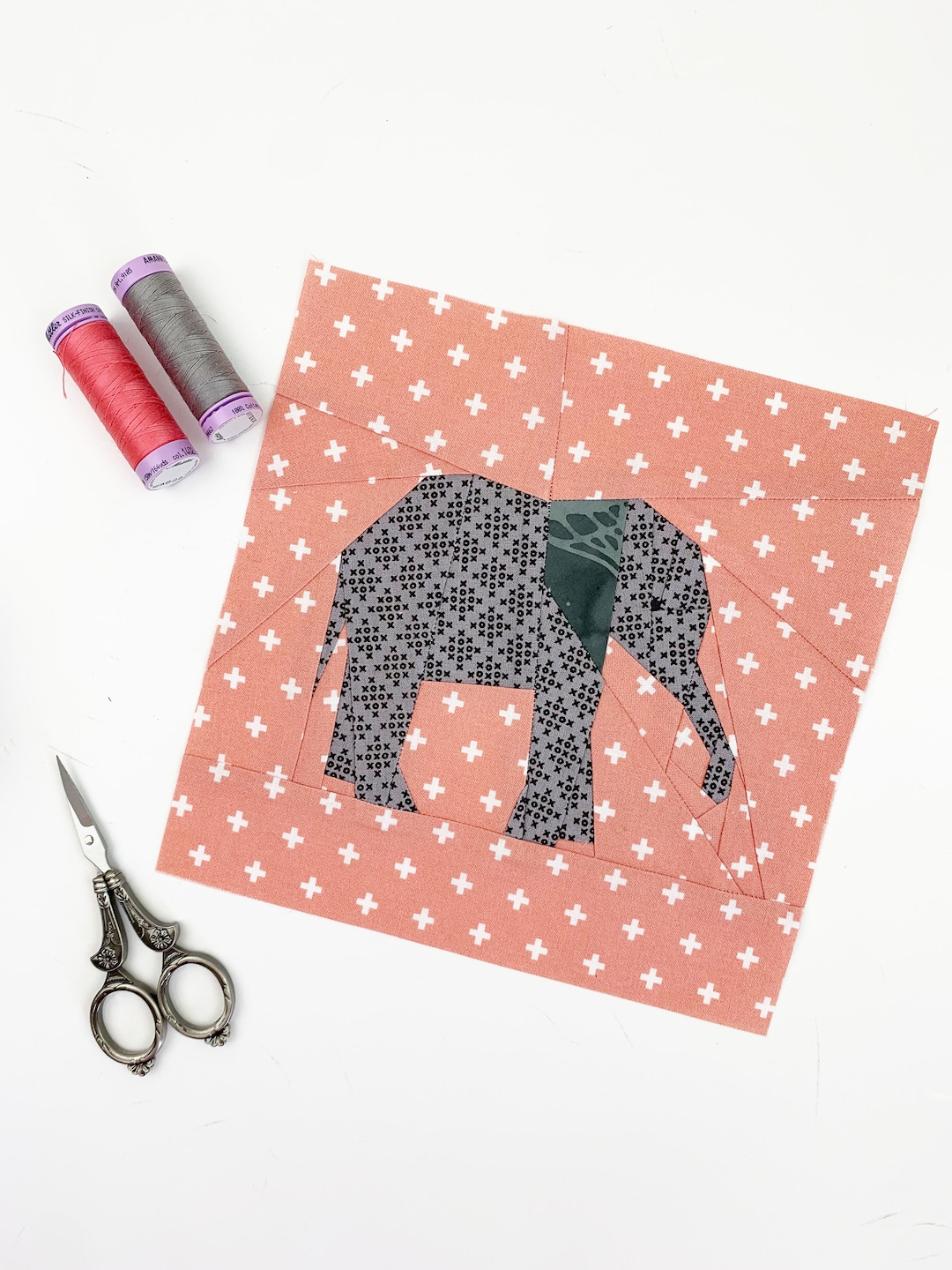 Elephant Quilt Block Pattern, 3 Sizes PDF Instant Download , Nursery ...