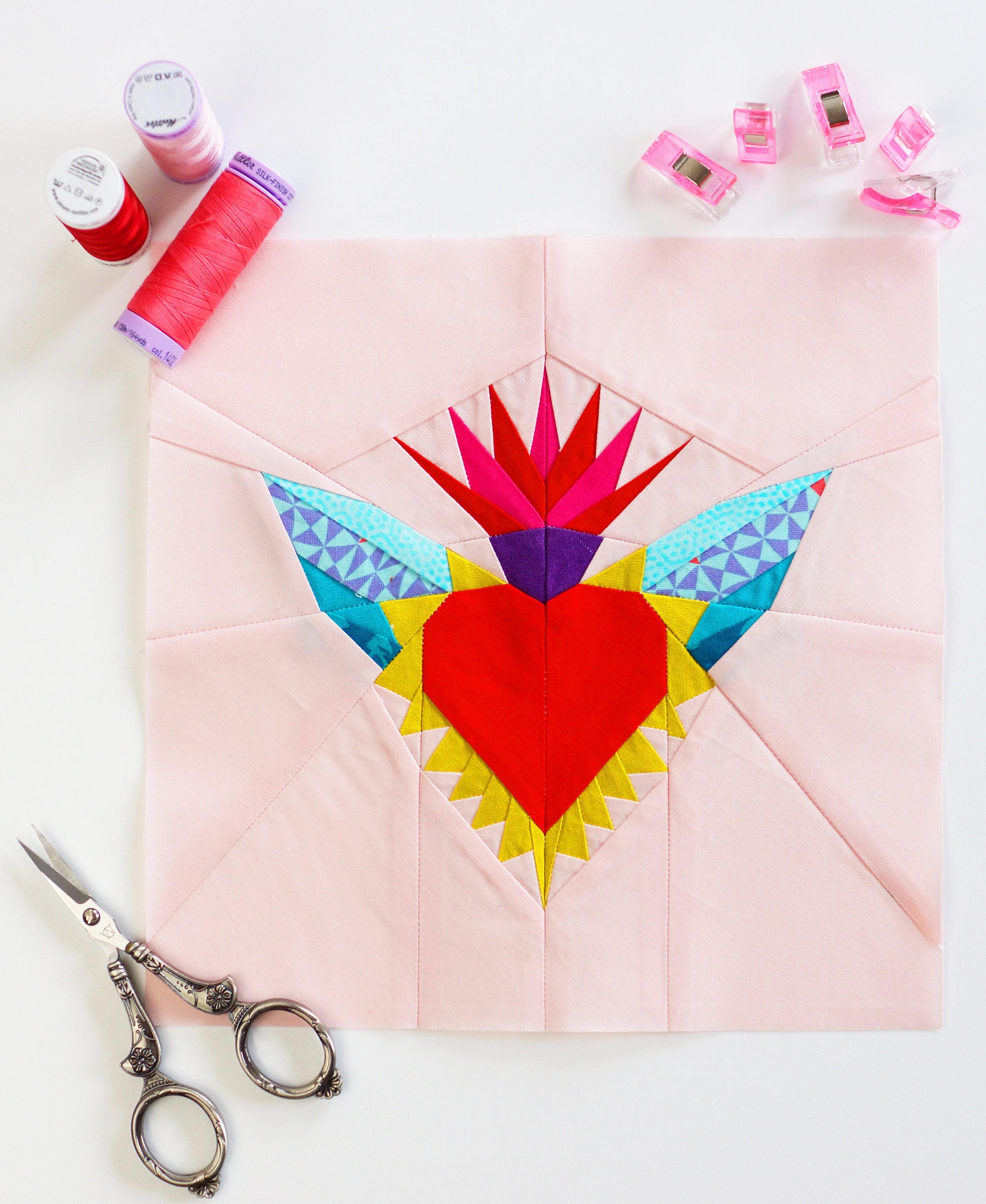 Sacred Heart Quilt Block Pattern Heart With Wings PDF - Etsy