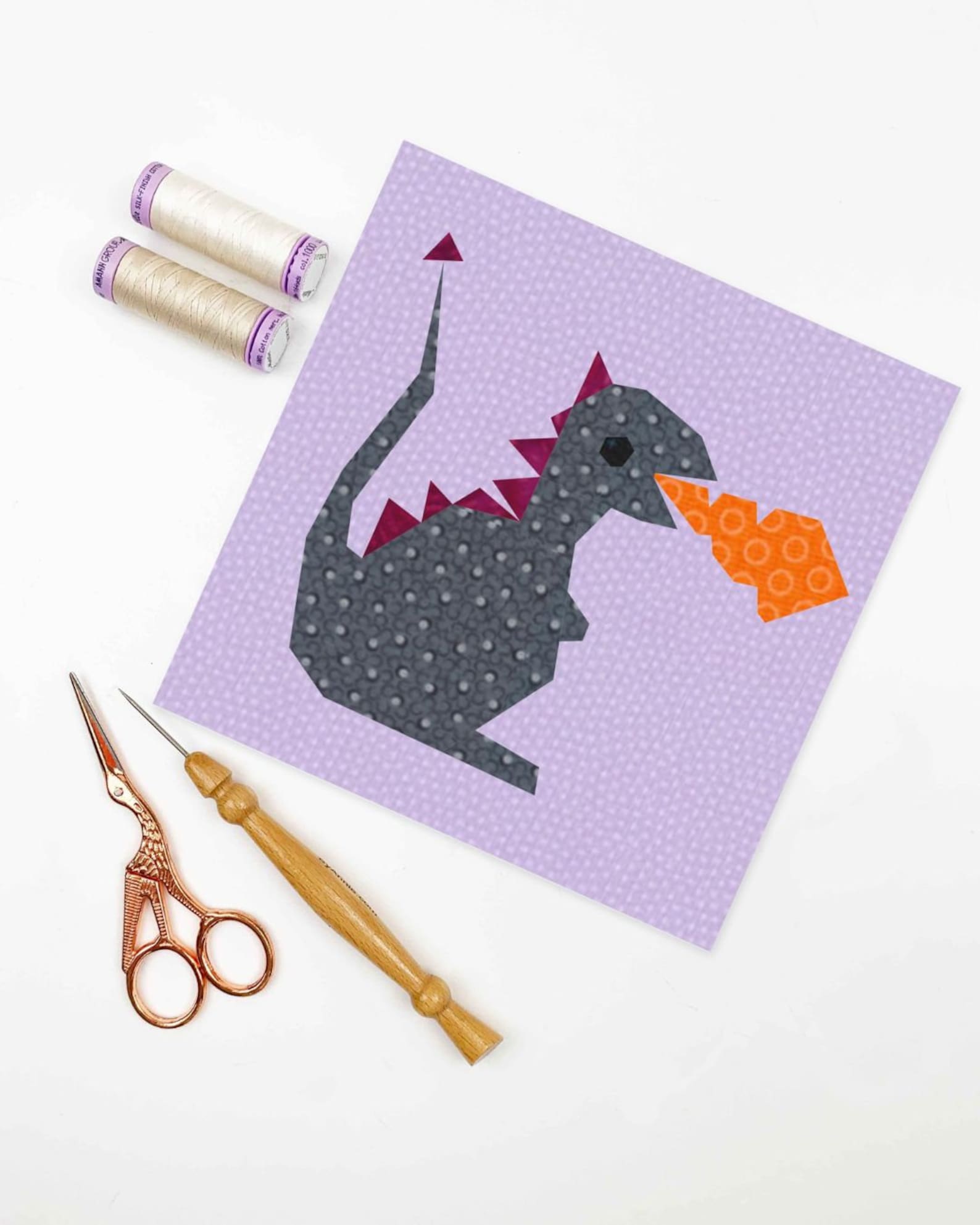 Fire Dragon Quilt Block Pattern: Foundation Paper Piecing (PDF Download ...