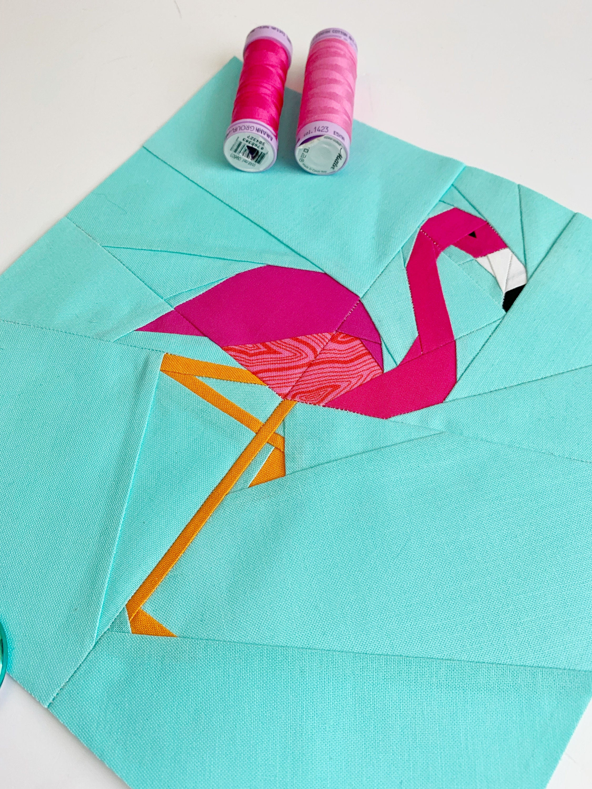 Flamingo Quilt Block Pattern, 3 Sizes PDF Instant Download, Foundation ...