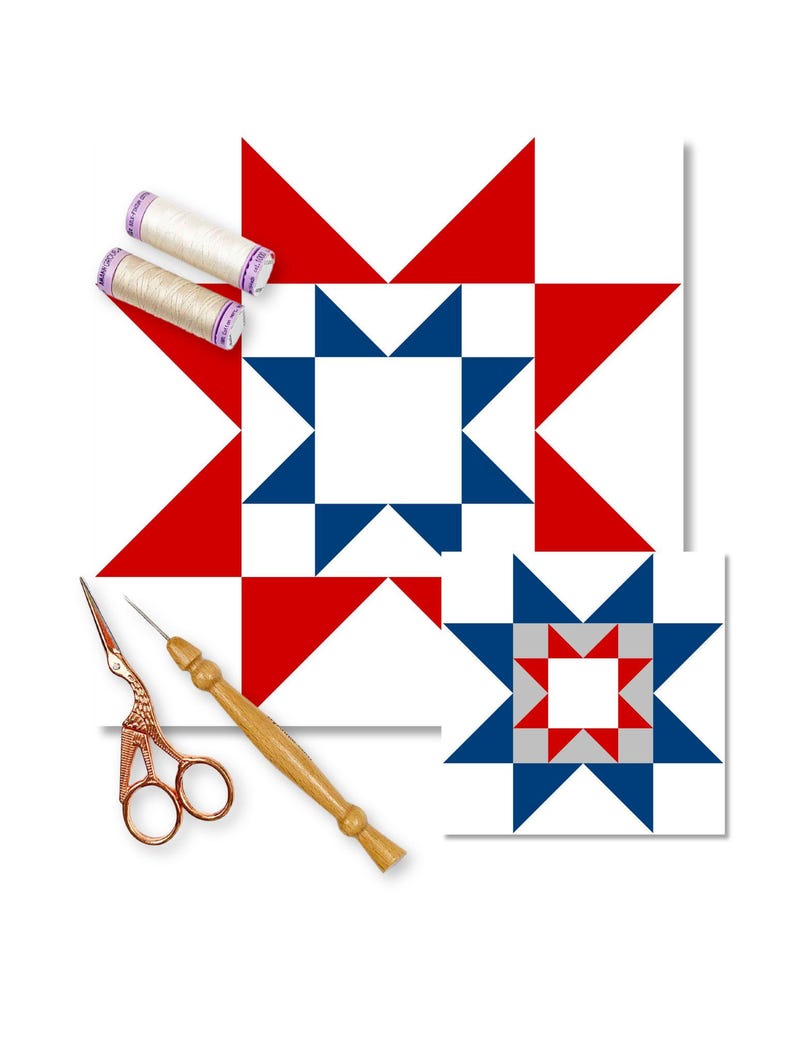 Star in Star 5 Sizes Quilt Block Pattern: Sawtooth FPP (PDF Download ...