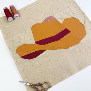 Cowboy Hat Quilt Block, 5 Sizes PDF Instant Download, FPP Patchwork ...