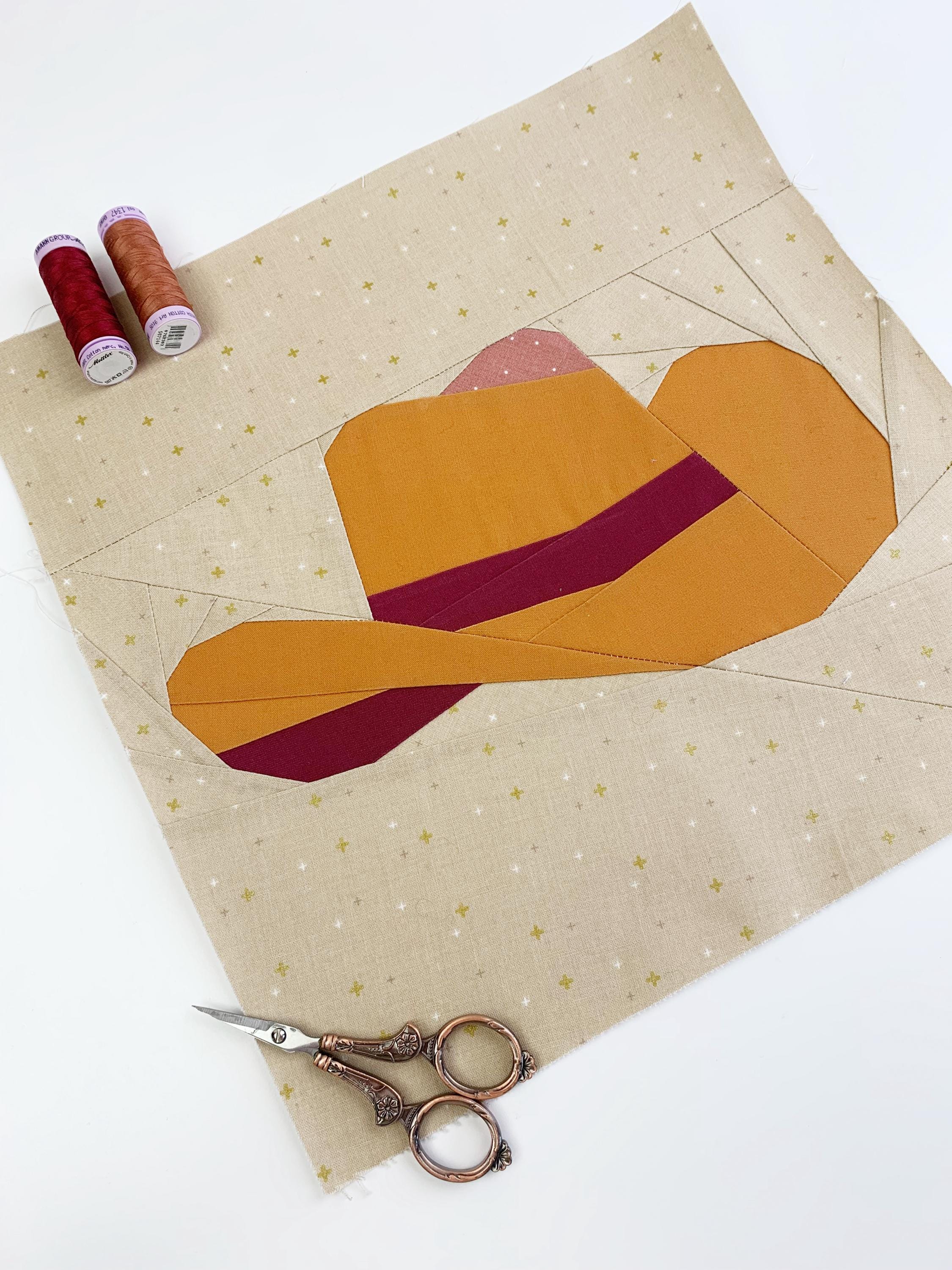 Cowboy Hat Quilt Block, 5 Sizes PDF Instant Download, FPP Patchwork ...