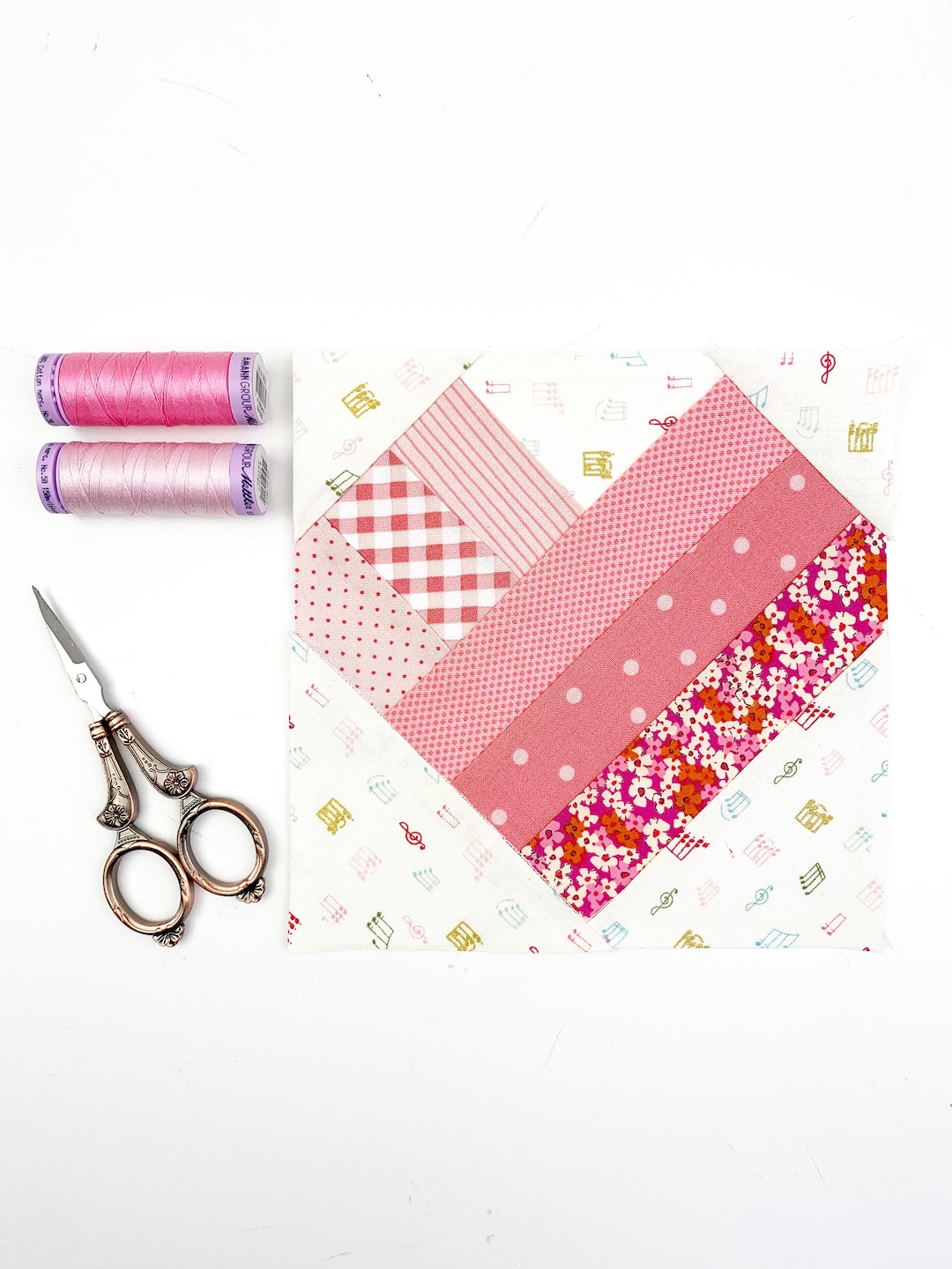 Candy Stripe Heart Quilt Block Pattern: 6 Sizes (PDF Download) - Etsy