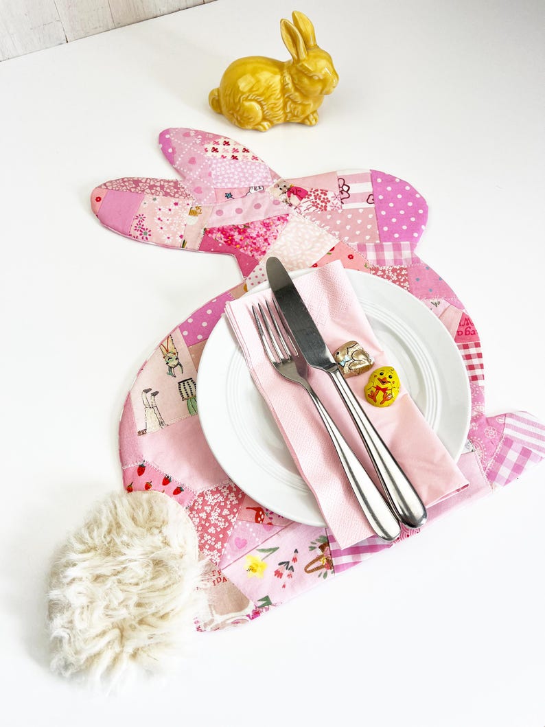 Easter Bunny Placemat Sewing Pattern: Patchwork Coaster, Mug Rug (PDF ...