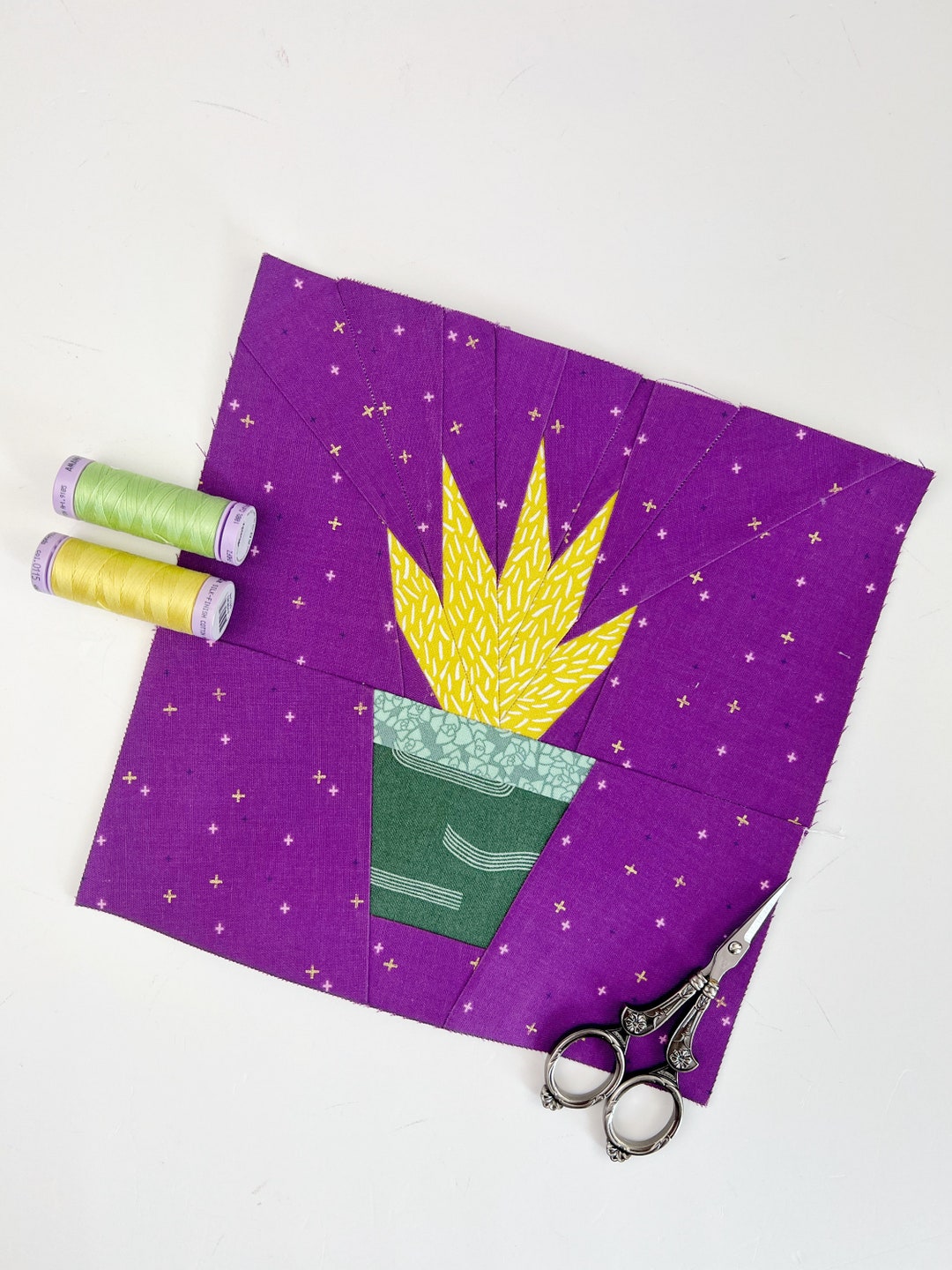 Succulent Quilt Block Pattern, 4 Sizes PDF Instant Download, Modern ...