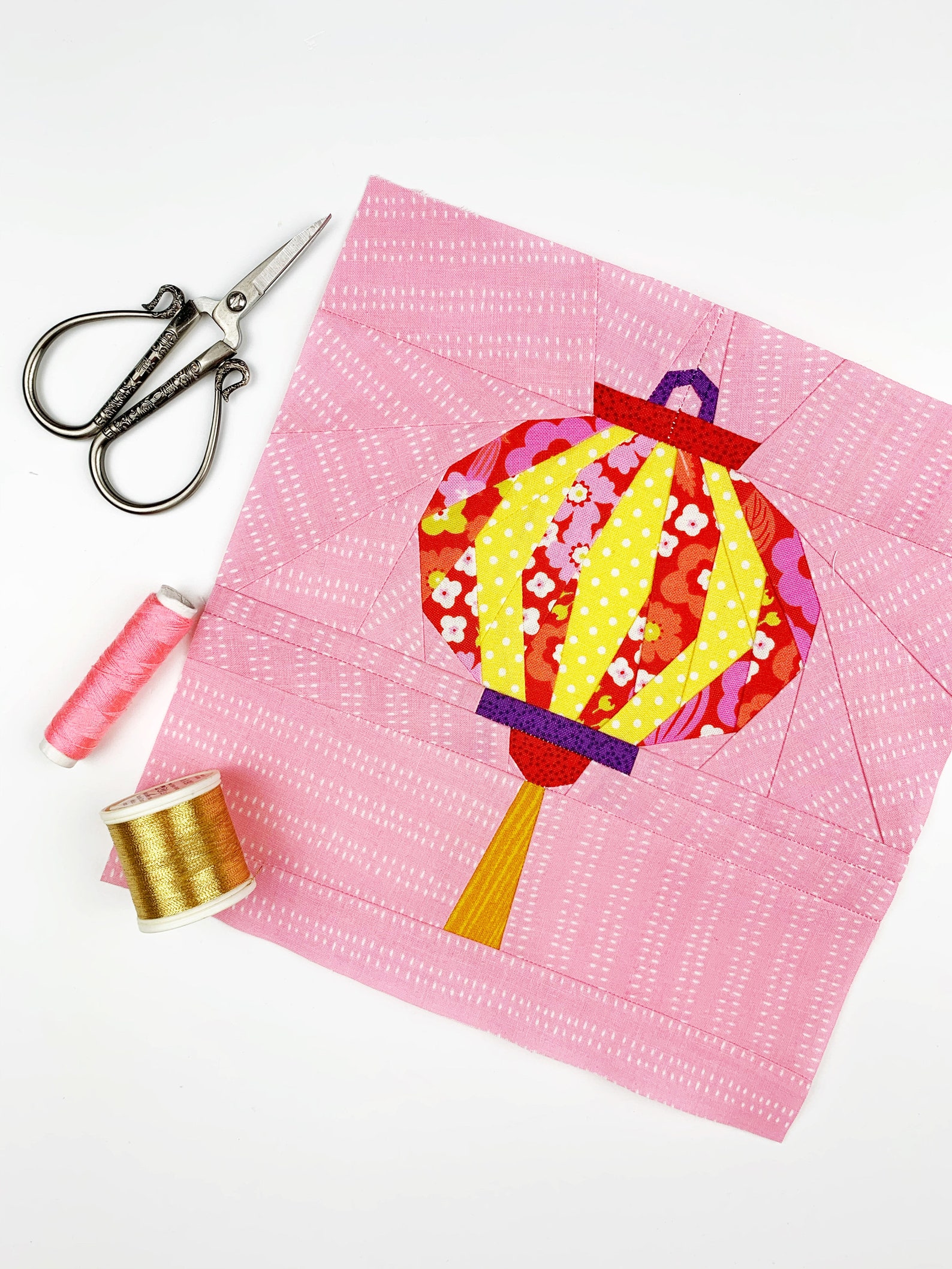 Chinese Lantern Quilt Block Pattern, 5 Sizes, Foundation Paper Piecing ...