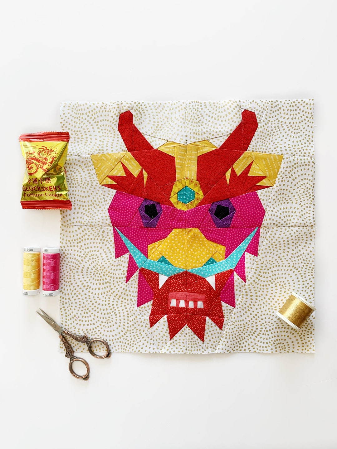 Chinese Dragon Quilt Block Pattern, 2 Sizes PDF Instant Download ...
