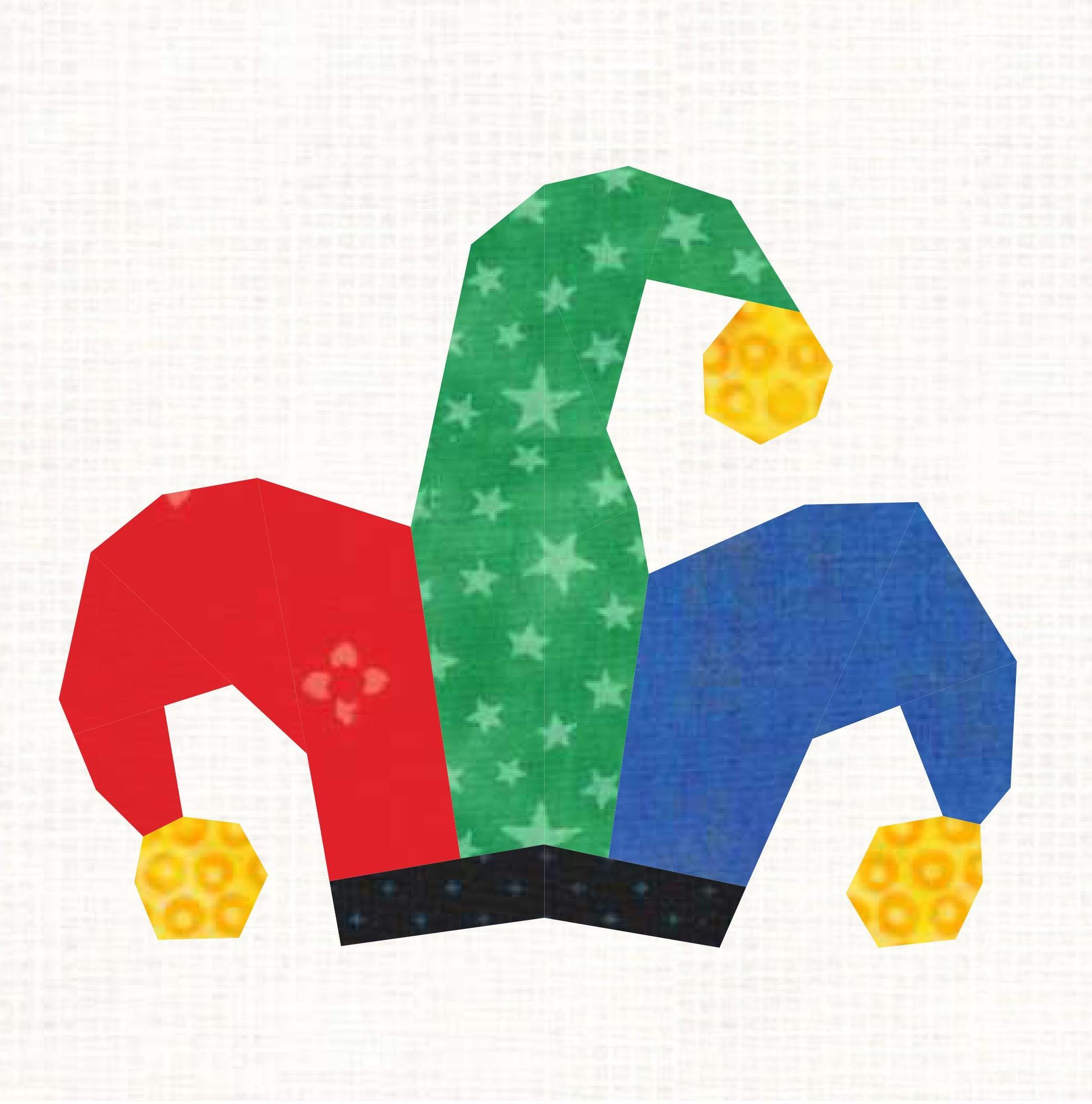 Jester Hat Quilt Block Pattern, Paper Pieced, Mardi Gras (PDF Download ...