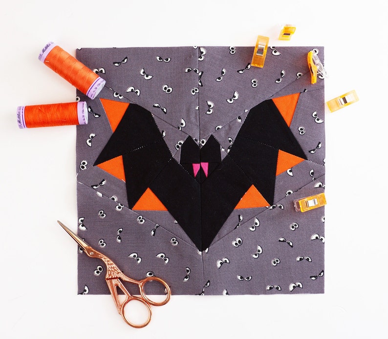 Halloween Bat Quilt Block Pattern, 4 Sizes, Foundation Paper Piecing ...