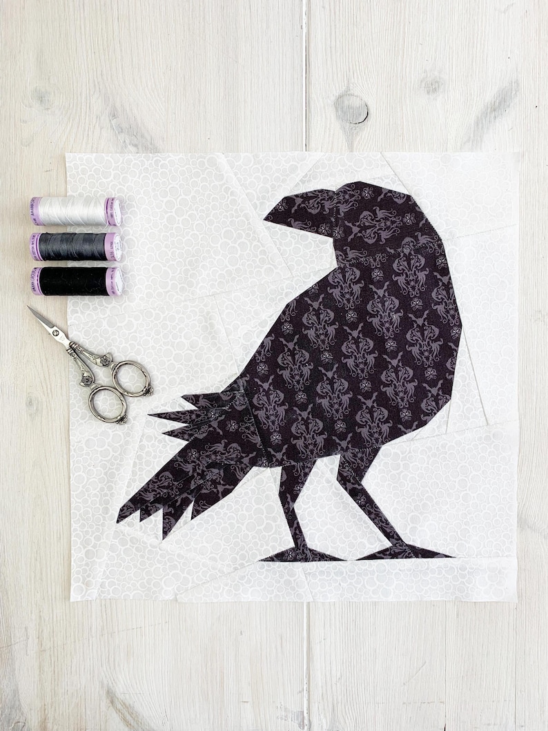 Halloween Quilt Block Pattern: Crow, Pumpkin, Witch Hat (PDF Pattern ...
