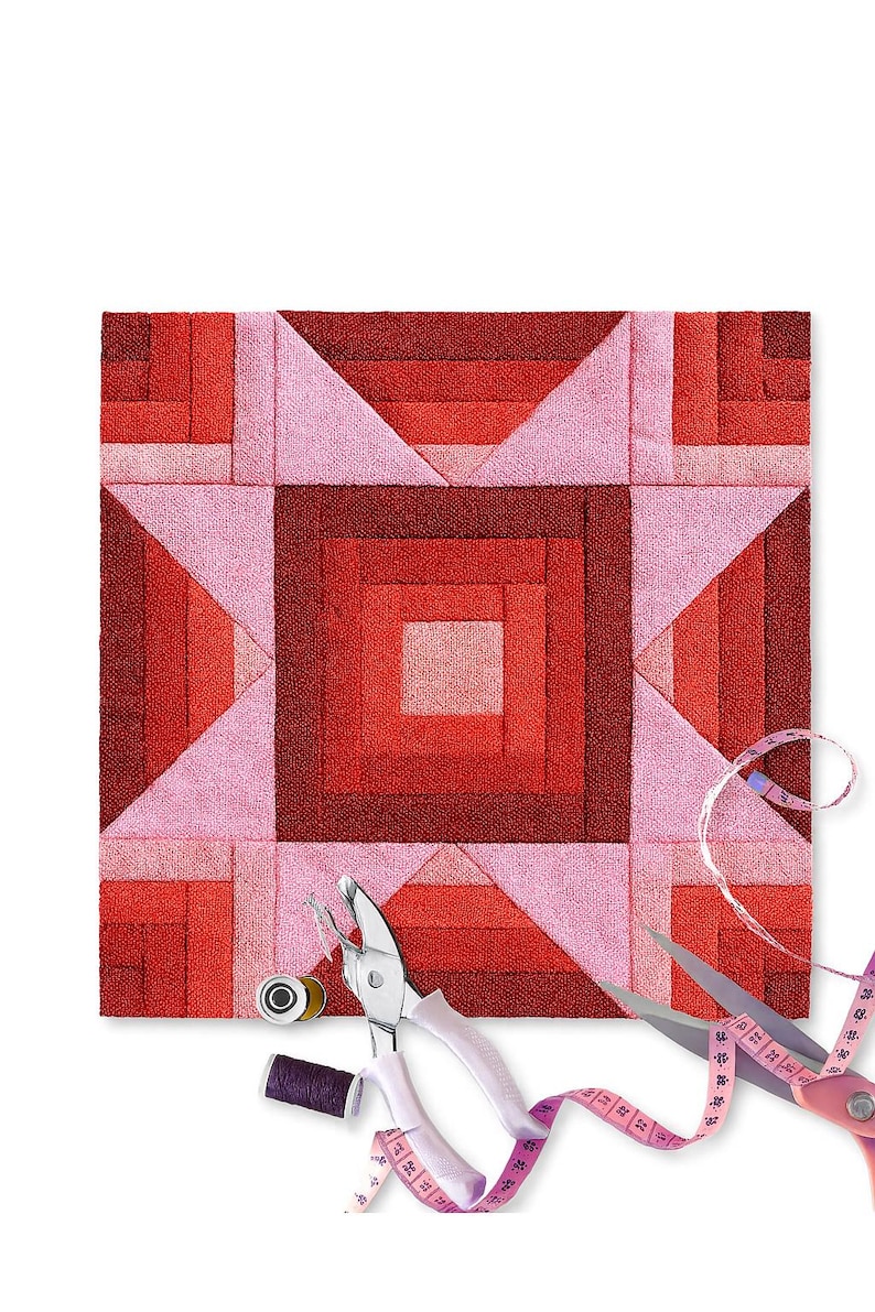 Sawtooth Star With Log-cabin, 5 Sizes PDF Instant Download, Classic ...