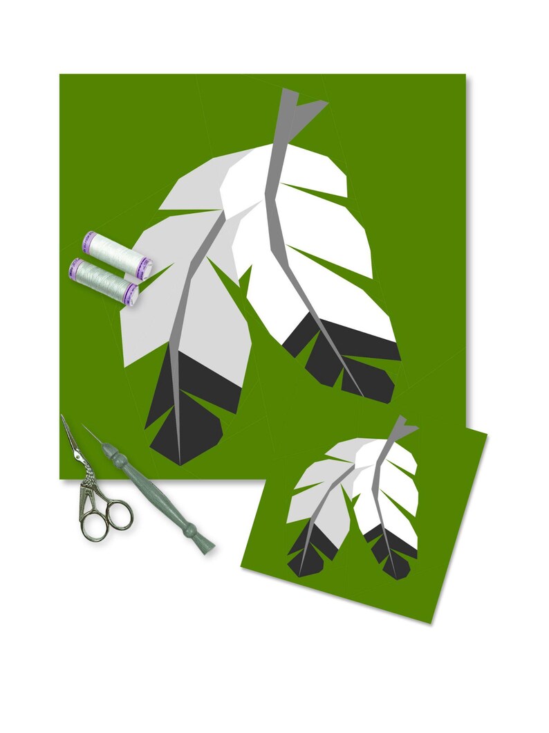 Feathers Quilt Block, 4 Sizes PDF Instant Download, Eagle Feathers FPP ...