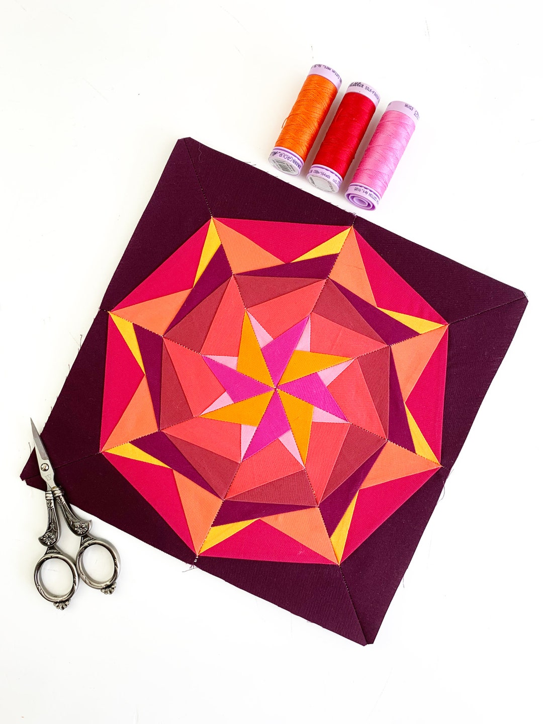 Kaleidoscope Pinwheel Star Quilt Block, 4 Sizes PDF Instant Download ...