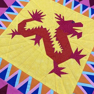 Chinese Dragon Quilt Block Pattern, 2 Sizes PDF Instant Download ...