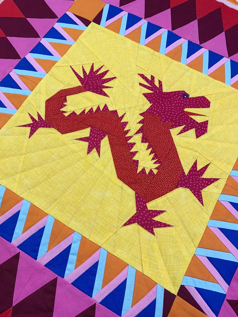 Chinese Dragon Quilt Block Pattern, 2 Sizes, Foundation Paper Piecing ...