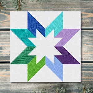 Double Star Quilt Block, 6 Sizes PDF Instant Download, Foundation Paper ...
