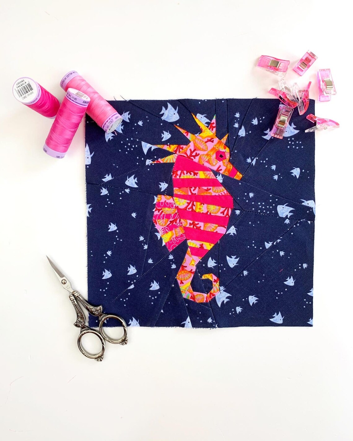 Seahorse Quilt Block Pattern, PDF Instant Download, Foundation Paper ...