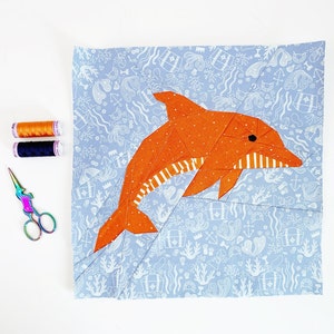 Dolphin Quilt Block Pattern, PDF Instant Download, Nautical Quilt Block ...