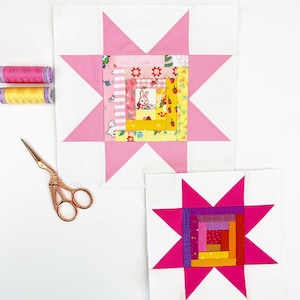 Log Cabin Star Quilt Block: Sawtooth Foundation Paper Piecing Pattern ...