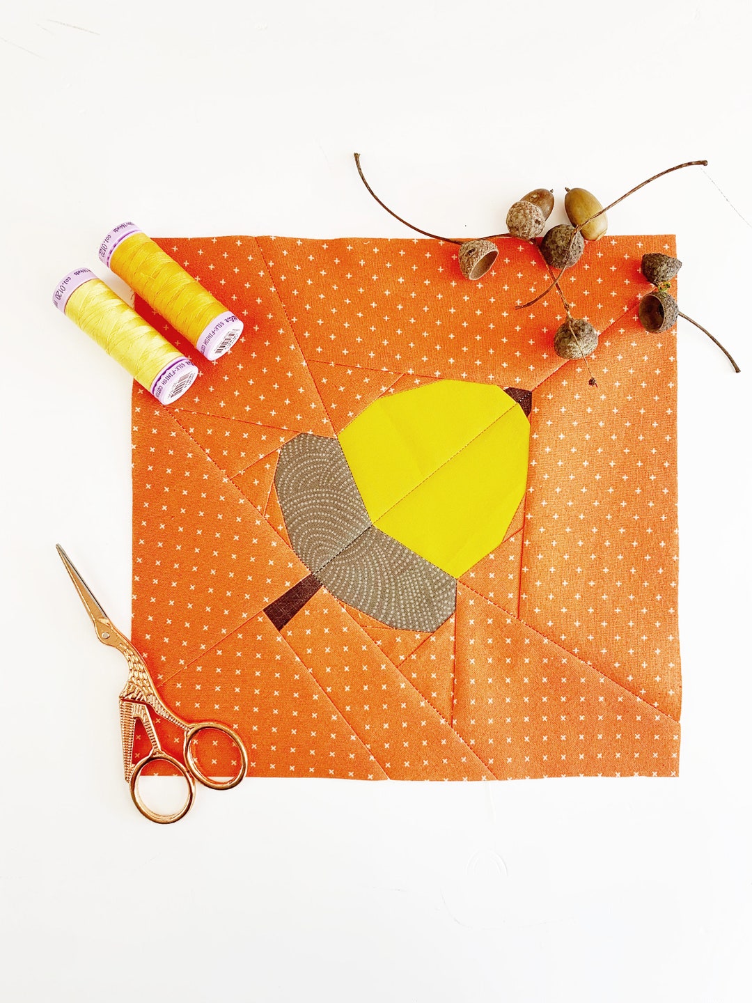 Acorn Quilt Block Pattern PDF Instant Download Foundation - Etsy