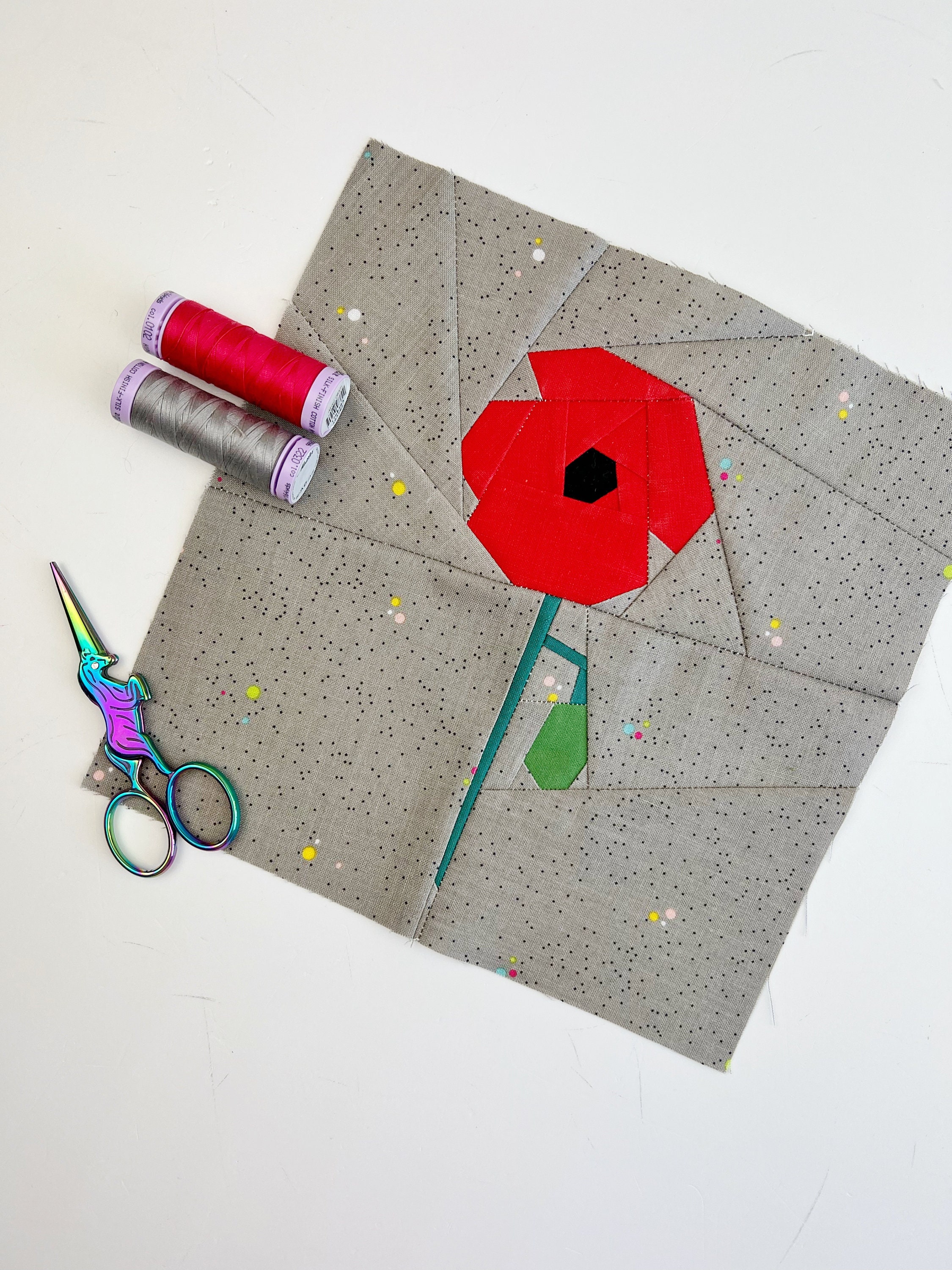 Poppy Quilt Block Pattern Poppy Pattern PDF Instant - Etsy