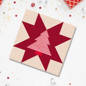 Christmas Tree in Star 5 Sizes PDF Instant Download, Quilt Block ...