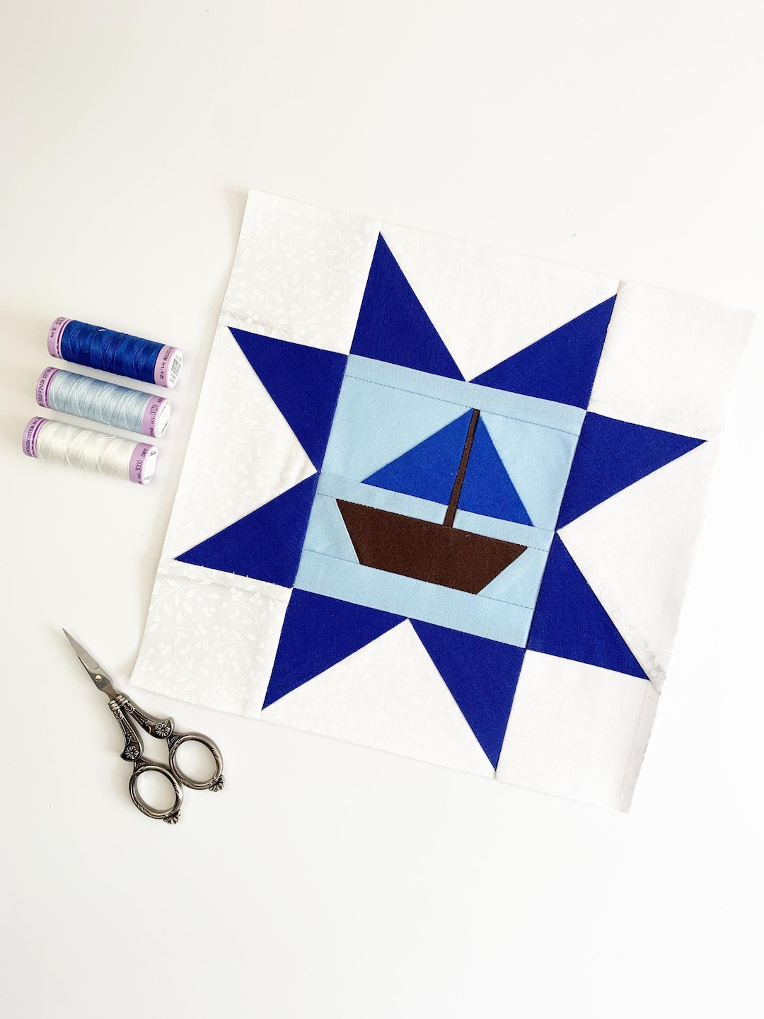 Boat Sawtooth Star Quilt Block Pattern: Foundation Paper Pieced (PDF ...