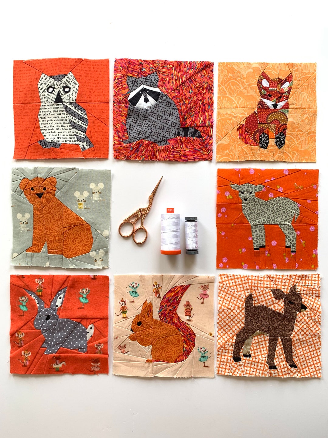 Woodland Animal Set of 9 Quilt Block Patterns, Paper Piecing Pattern ...