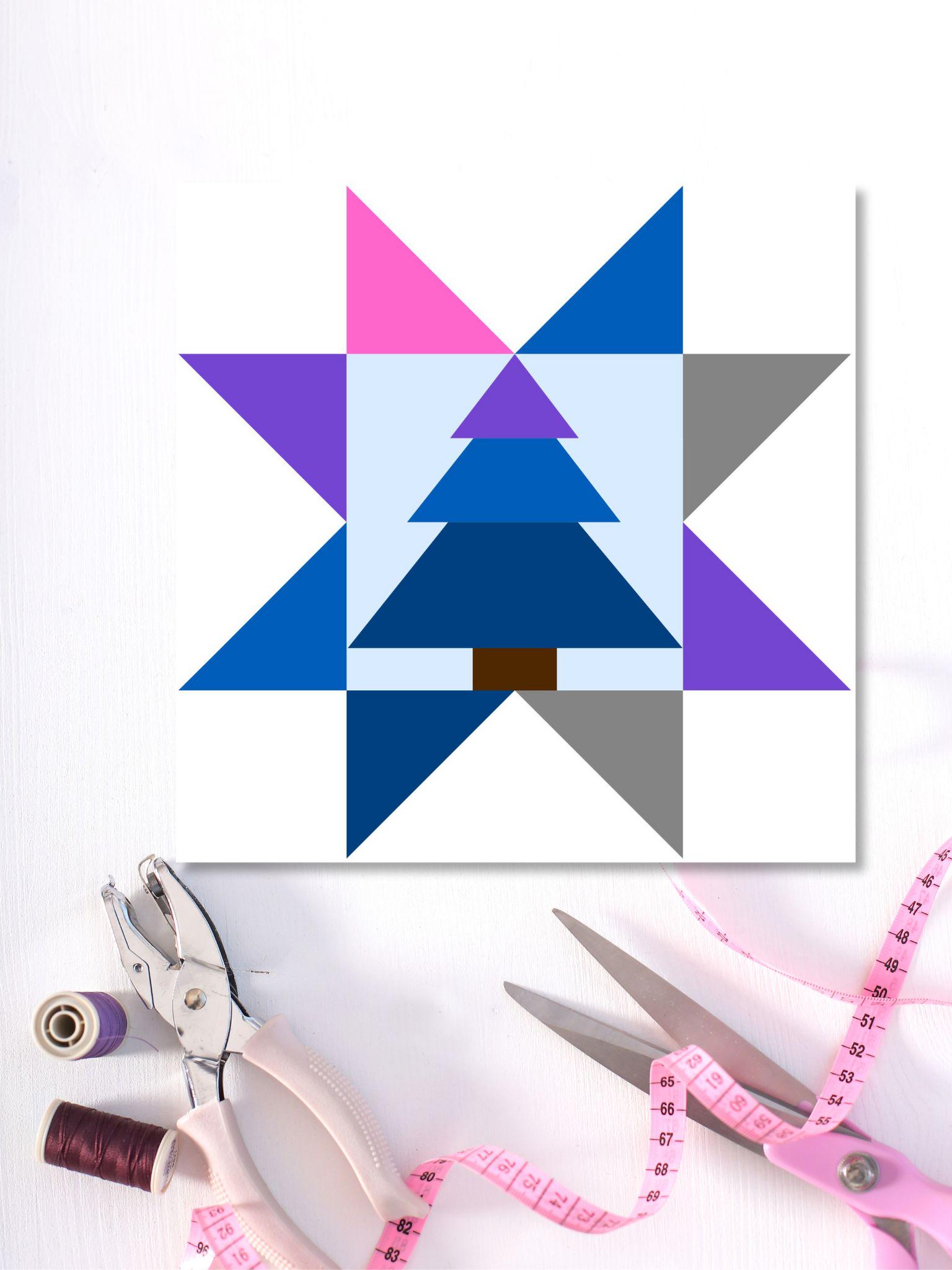 Tree in Star, 5 Sizes PDF Instant Download, Foundation Paper Piecing ...