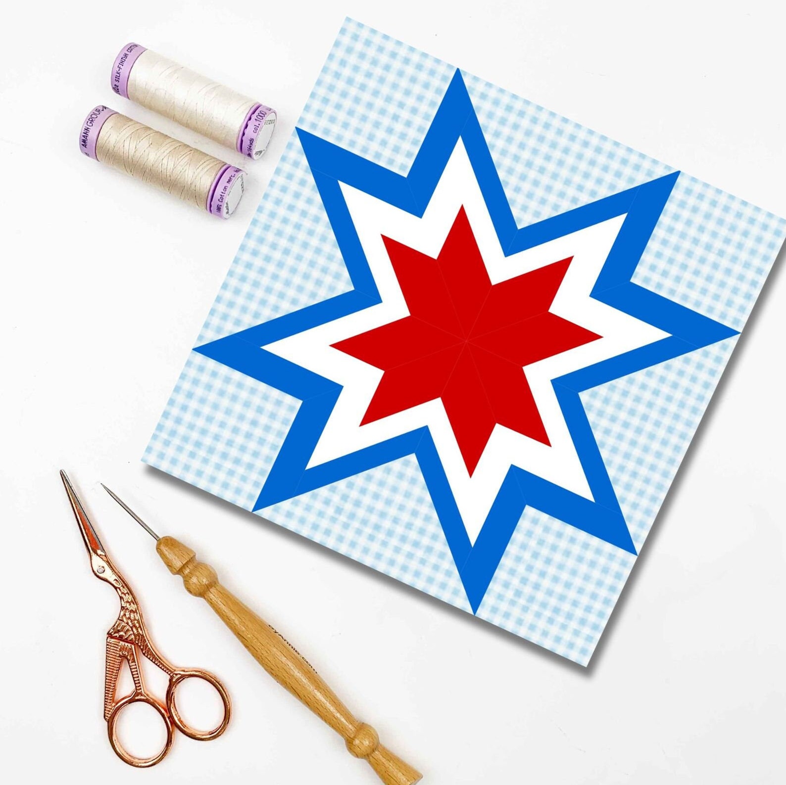 Triple Star Quilt Block, 4 Sizes PDF Instant Download, Foundation Paper ...