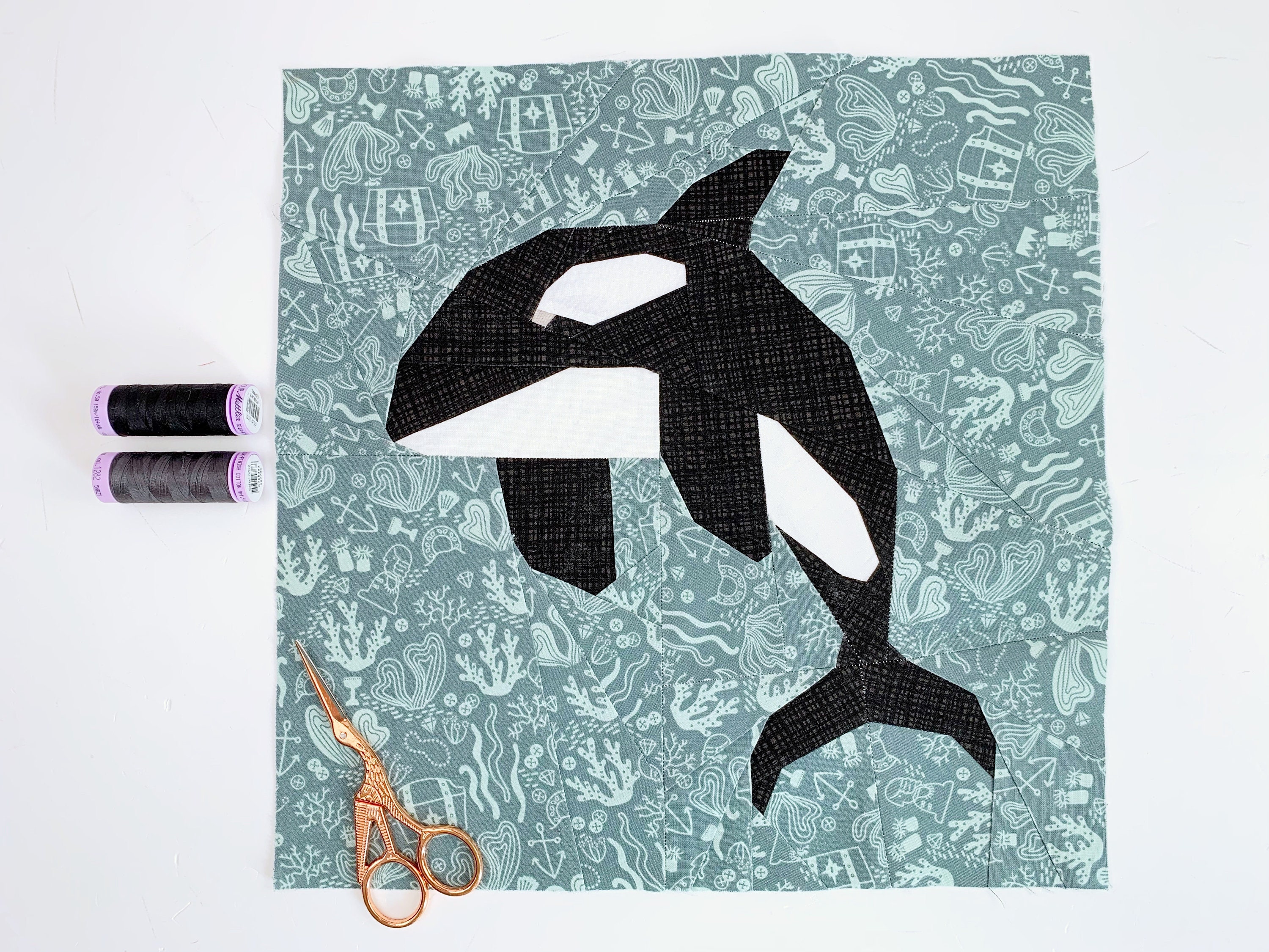Orca Quilt Block Pattern: Nautical Foundation Paper Piecing (PDF ...