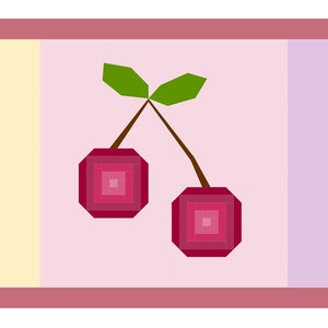 Log Cabin Cherries Quilt Block Pattern 3 Sizes, PDF Instant Download, Foundation Paper Piecing ...