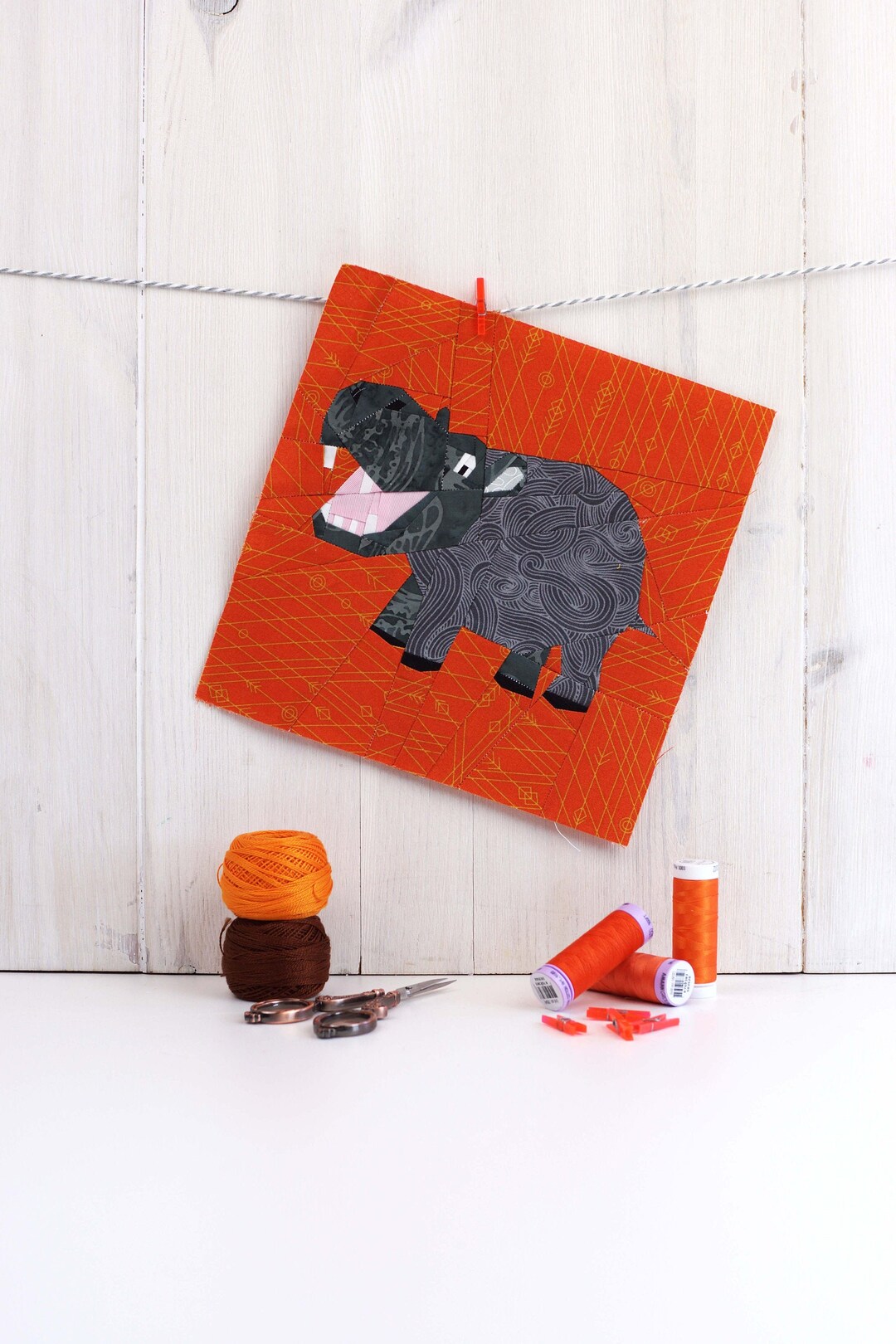 Hippo Quilt Block Pattern, PDF Instant Download, Foundation Paper ...