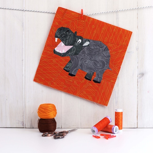 Hippo Quilt Block Pattern PDF Instant Download Nursery - Etsy
