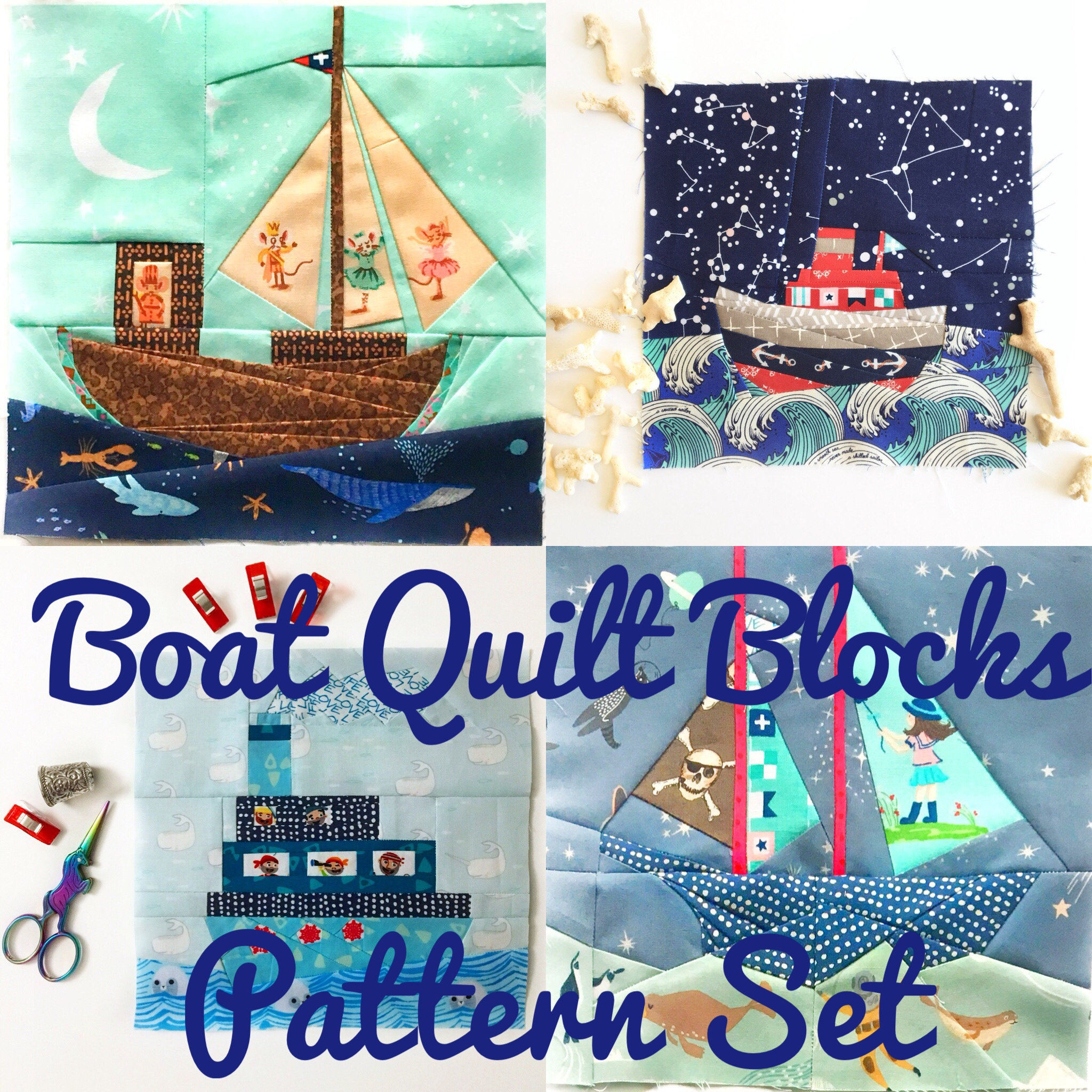 Boat Quilt Pattern Set PDF Instant Downlad Nautical Quilt - Etsy