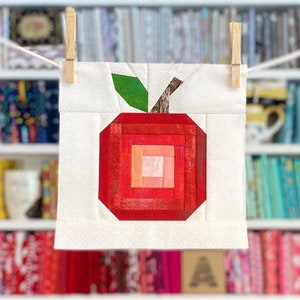 Log Cabin Apple Quilt Block Pattern 4 Sizes, PDF Instant Download ...