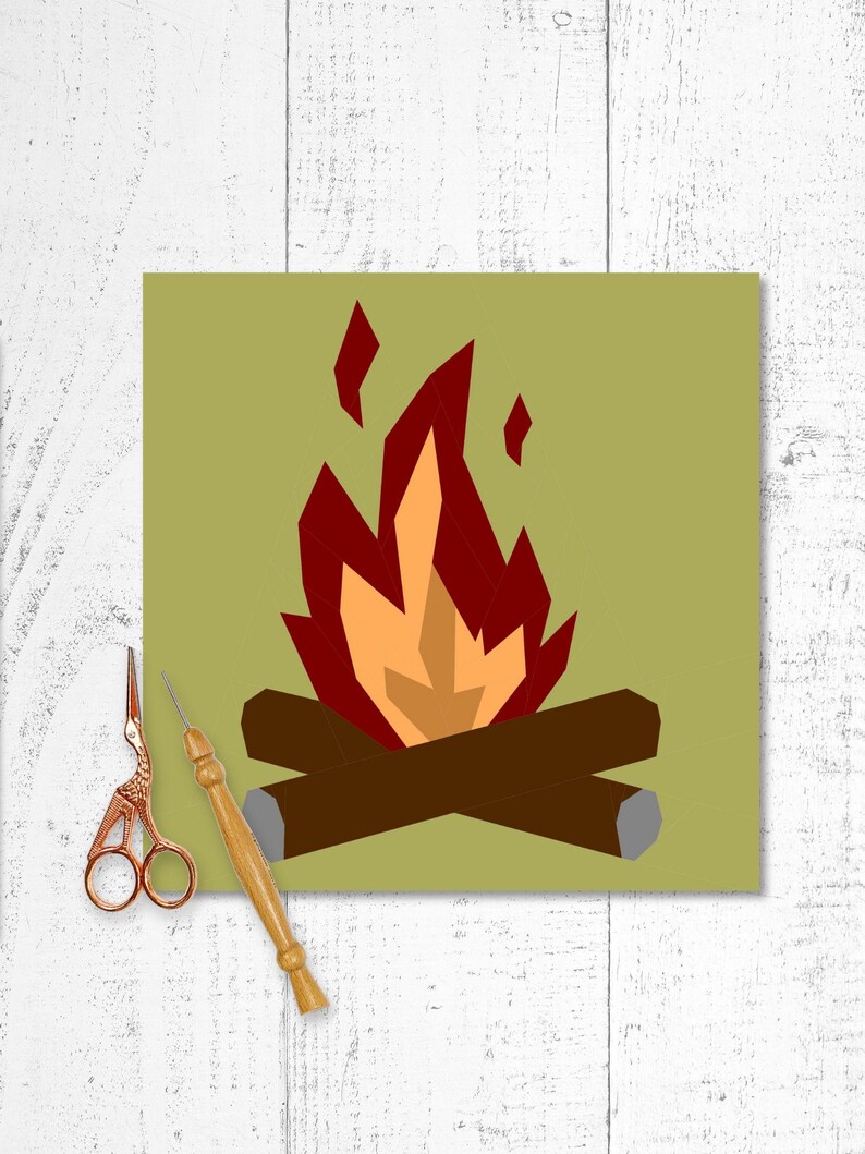 Campfire Quilt Block, 4 Sizes PDF Instant Download, FPP Patchwork ...