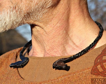 Forged Iron Neck Torc, Ravens Forged Torc, Odin Torc, Viking Torc ...