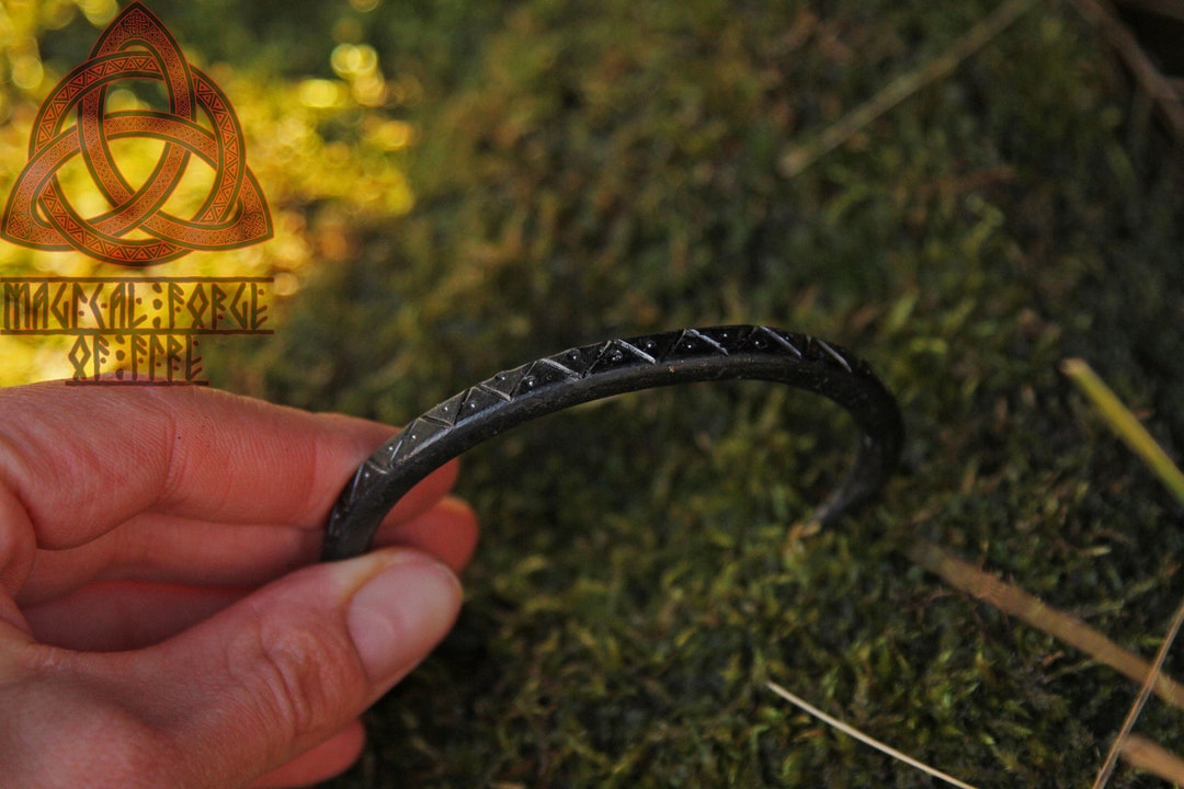 Viking Hand Forged Iron Bracelet With Ornament - Etsy