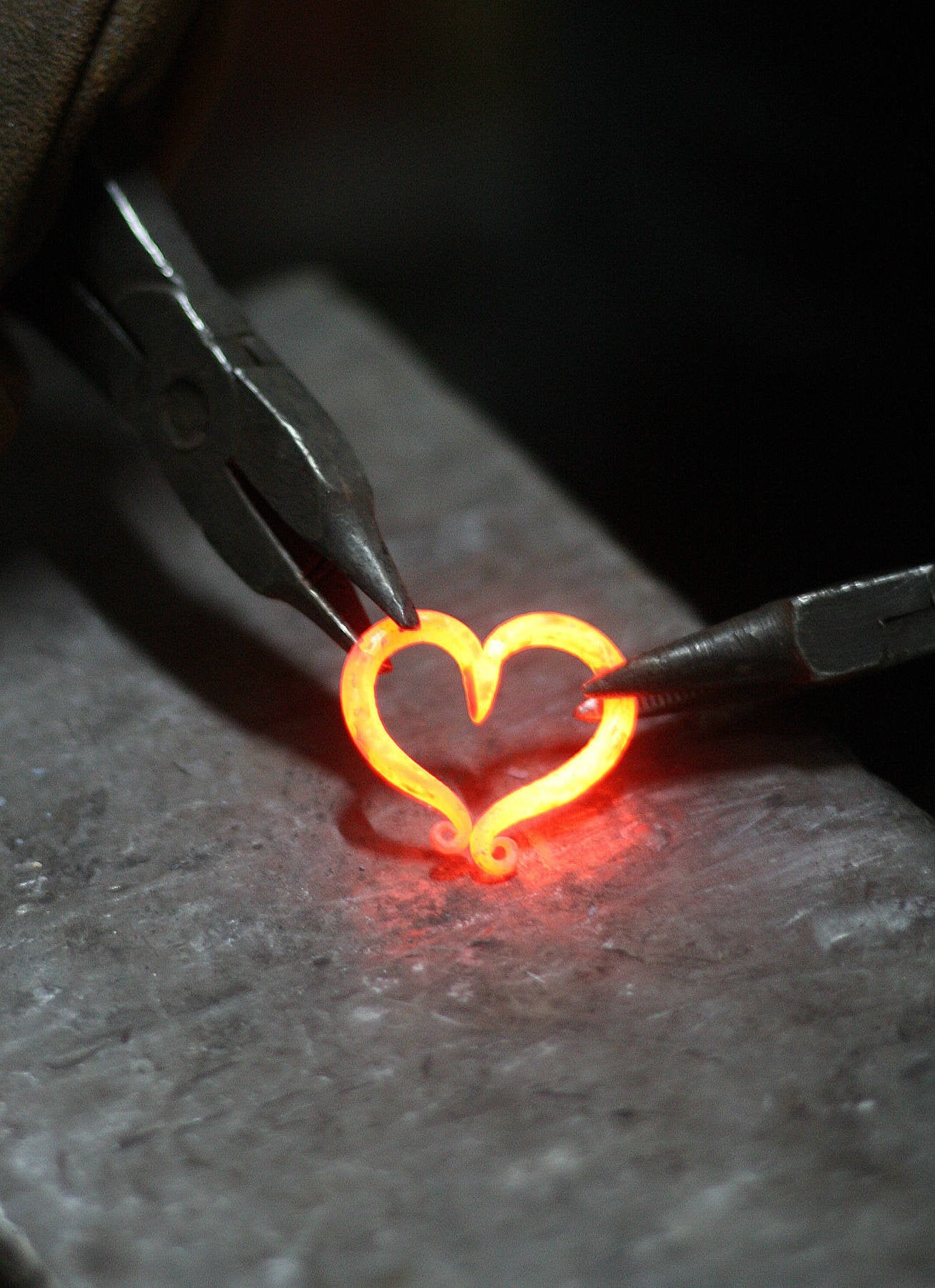 Forged heart pendant iron necklace small handmade heart | Etsy