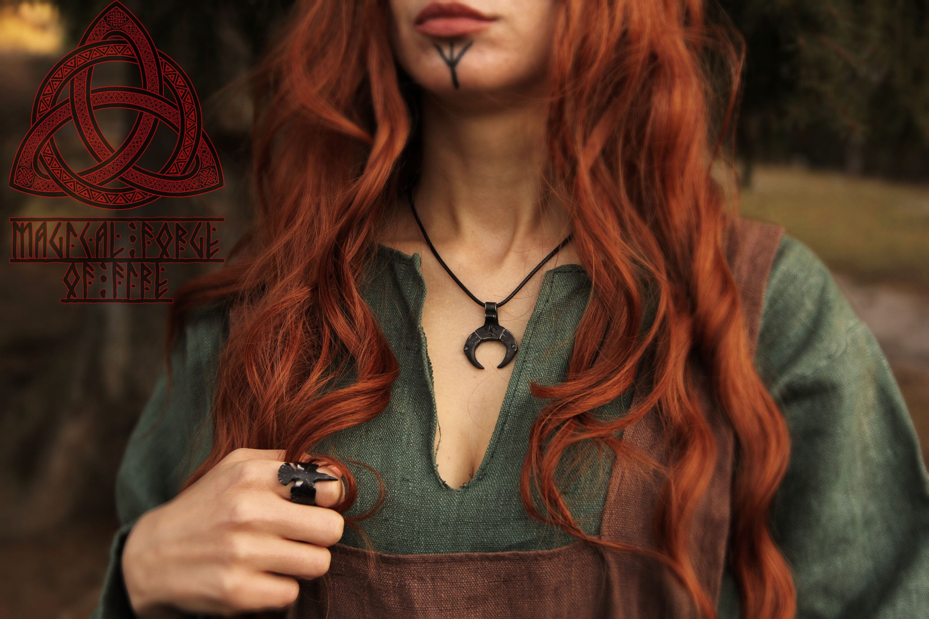 Hand Forged Huginn Muninn Moon Pendant Iron Viking Necklace - Etsy