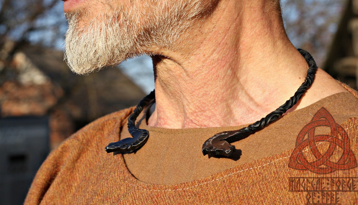 Forged Iron Torc Horses Head Necklace Viking Torque - Etsy
