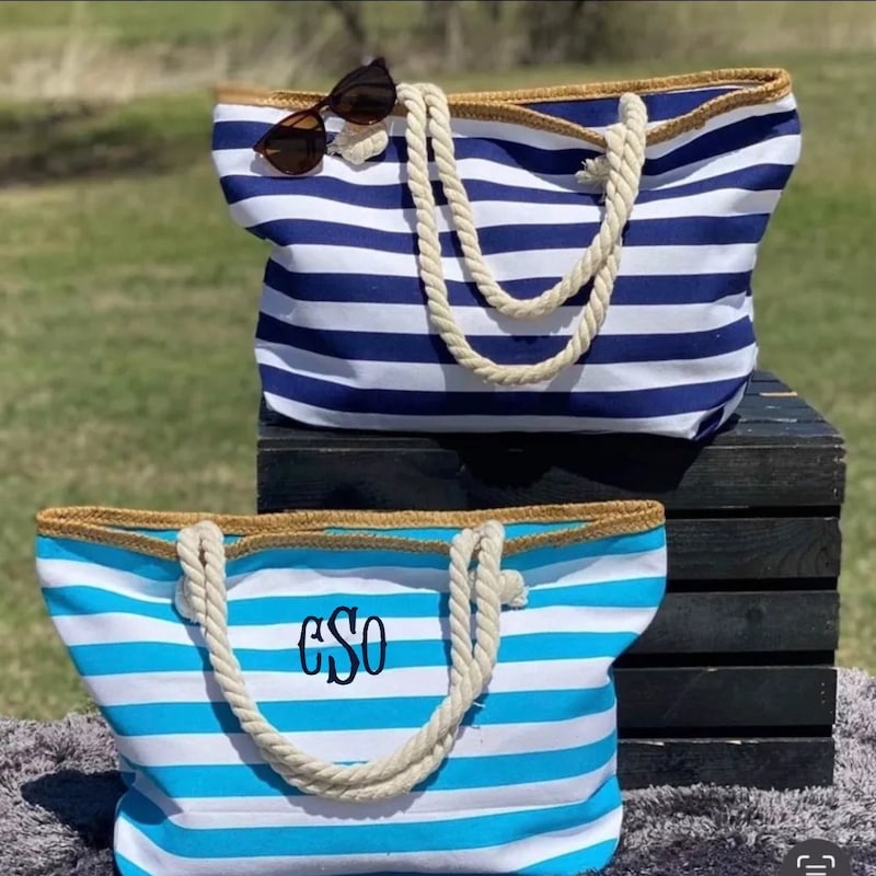Striped Beach Bag - Etsy