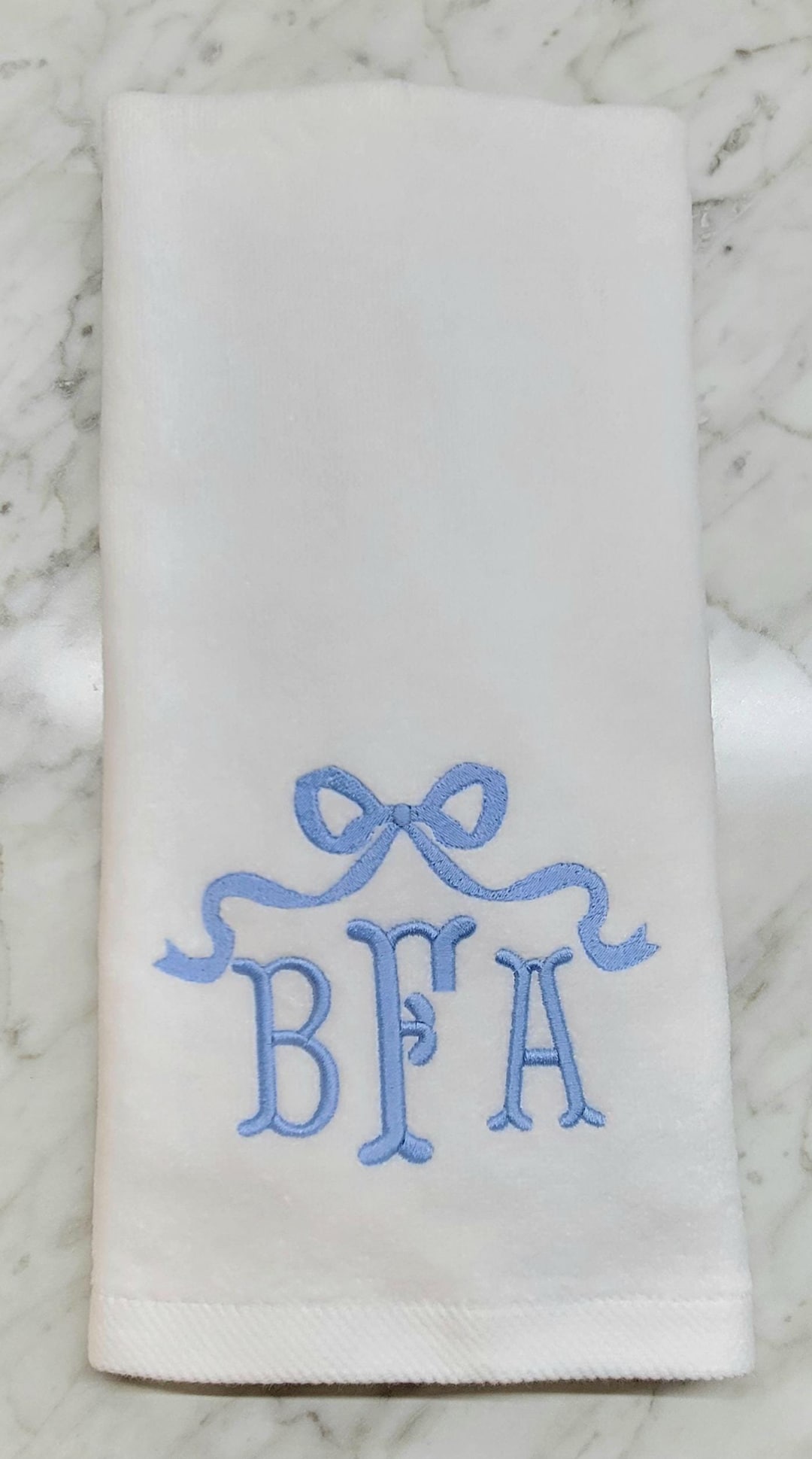 Embroidered Bow Monogram Handtowel - Etsy