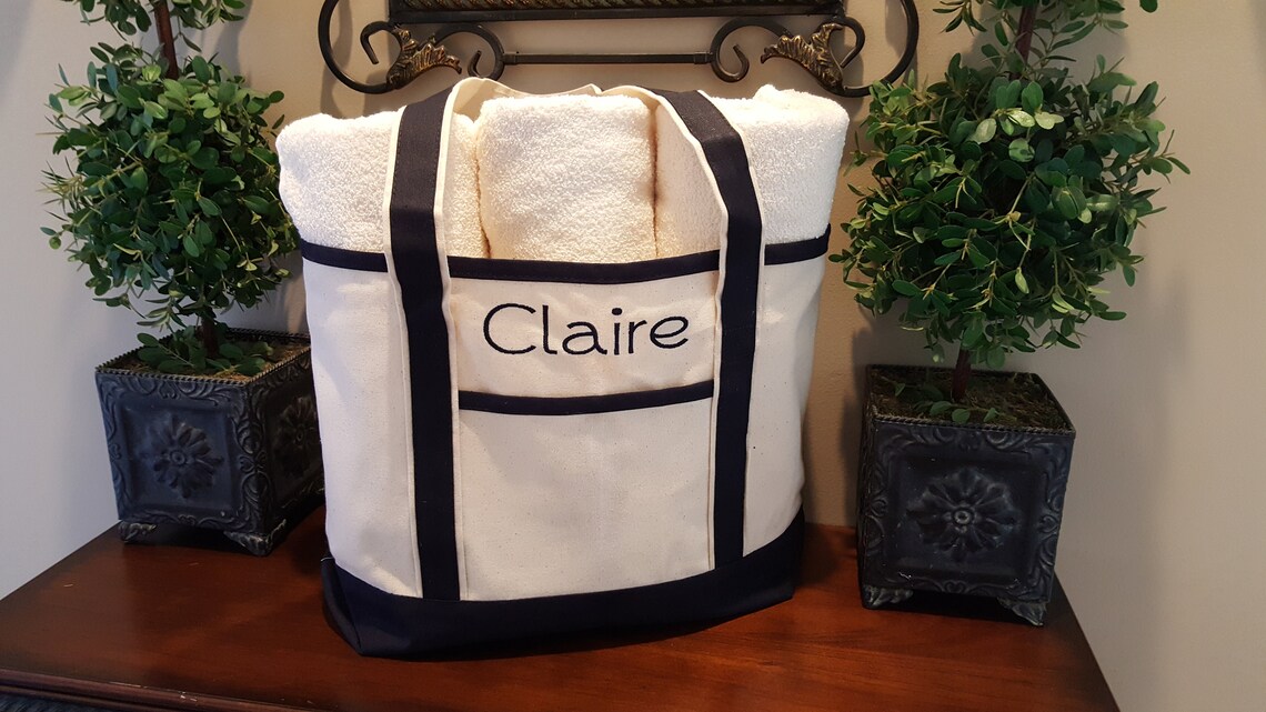 PERSONALIZED CANVAS Tote- Custom Name Tote_carry All Tote- Pool and ...