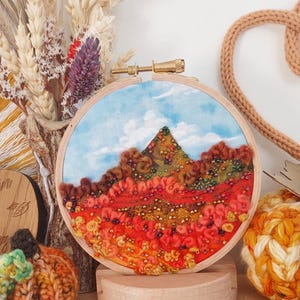 Autumn Landscape Fabric Collage Kit, Mindful Craft, Slow Stitch Therapy ...