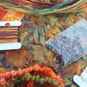Autumn Landscape Fabric Collage Kit, Mindful Craft, Slow Stitch Therapy ...