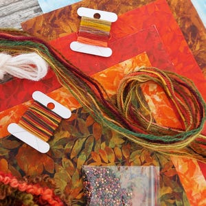 Autumn Landscape Fabric Collage Kit, Mindful Craft, Slow Stitch Therapy ...
